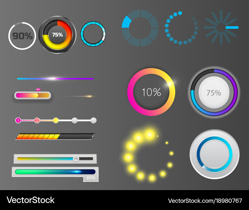 Progress loading bar indicators download Vector Image