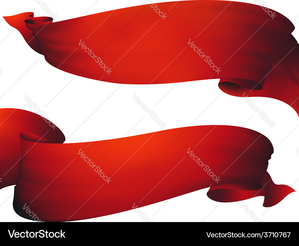 Red ribbon banner set Royalty Free Vector Image