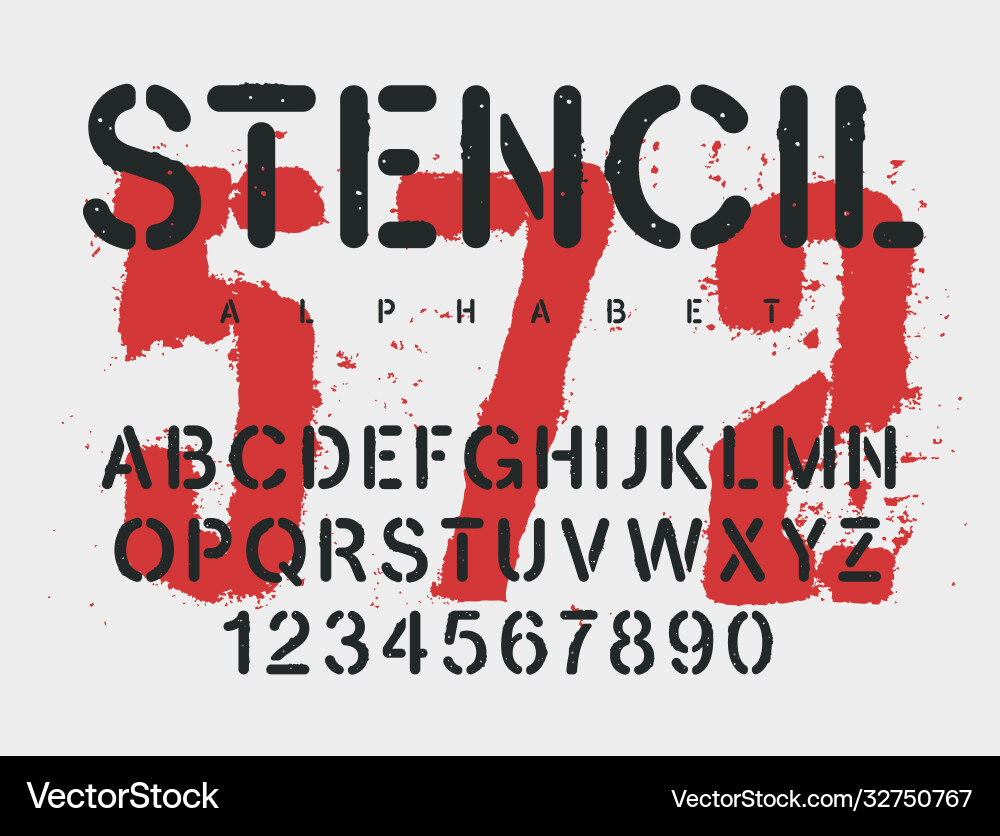 Stencil font 005 Royalty Free Vector Image - VectorStock