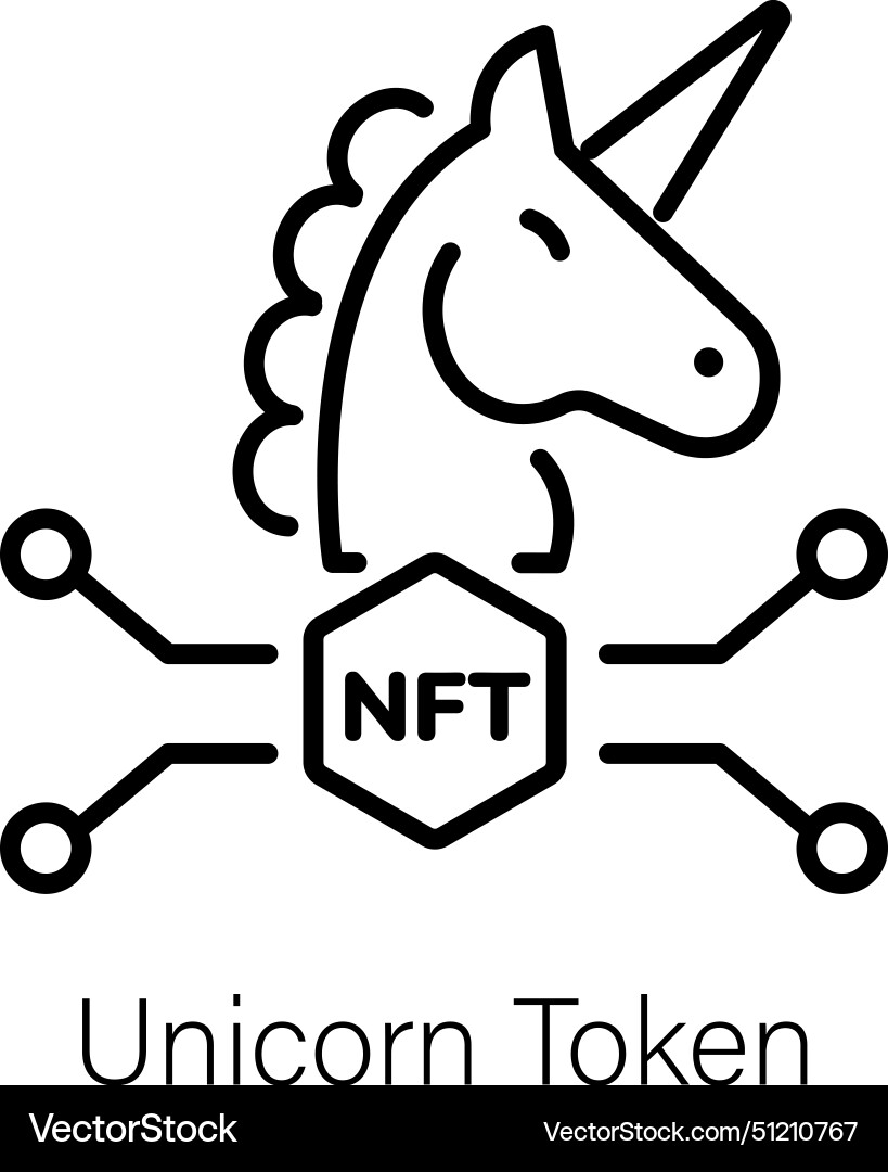 Unicorn token Royalty Free Vector Image - VectorStock