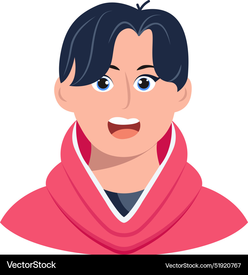 Webflat icon showing a shocked boy face Royalty Free Vector