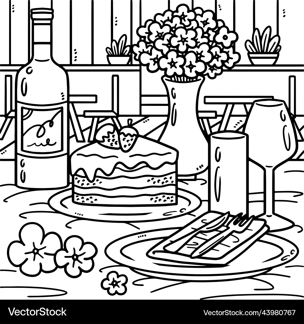 Wedding Reception Coloring Page Royalty Free Vector Image