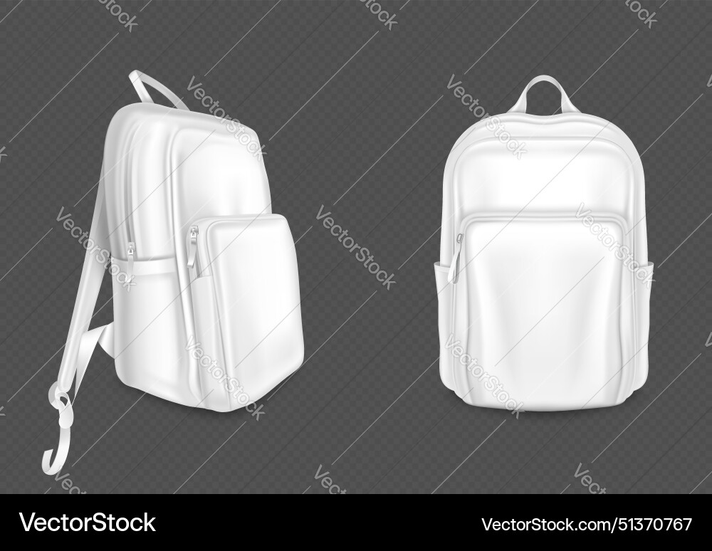 White backpack mockup front and side view Vector Image