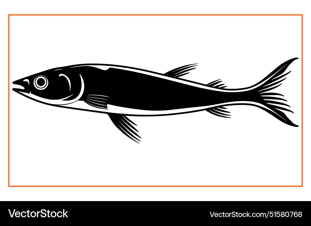 Anchovy fish silhouette isolated on white Vector Image