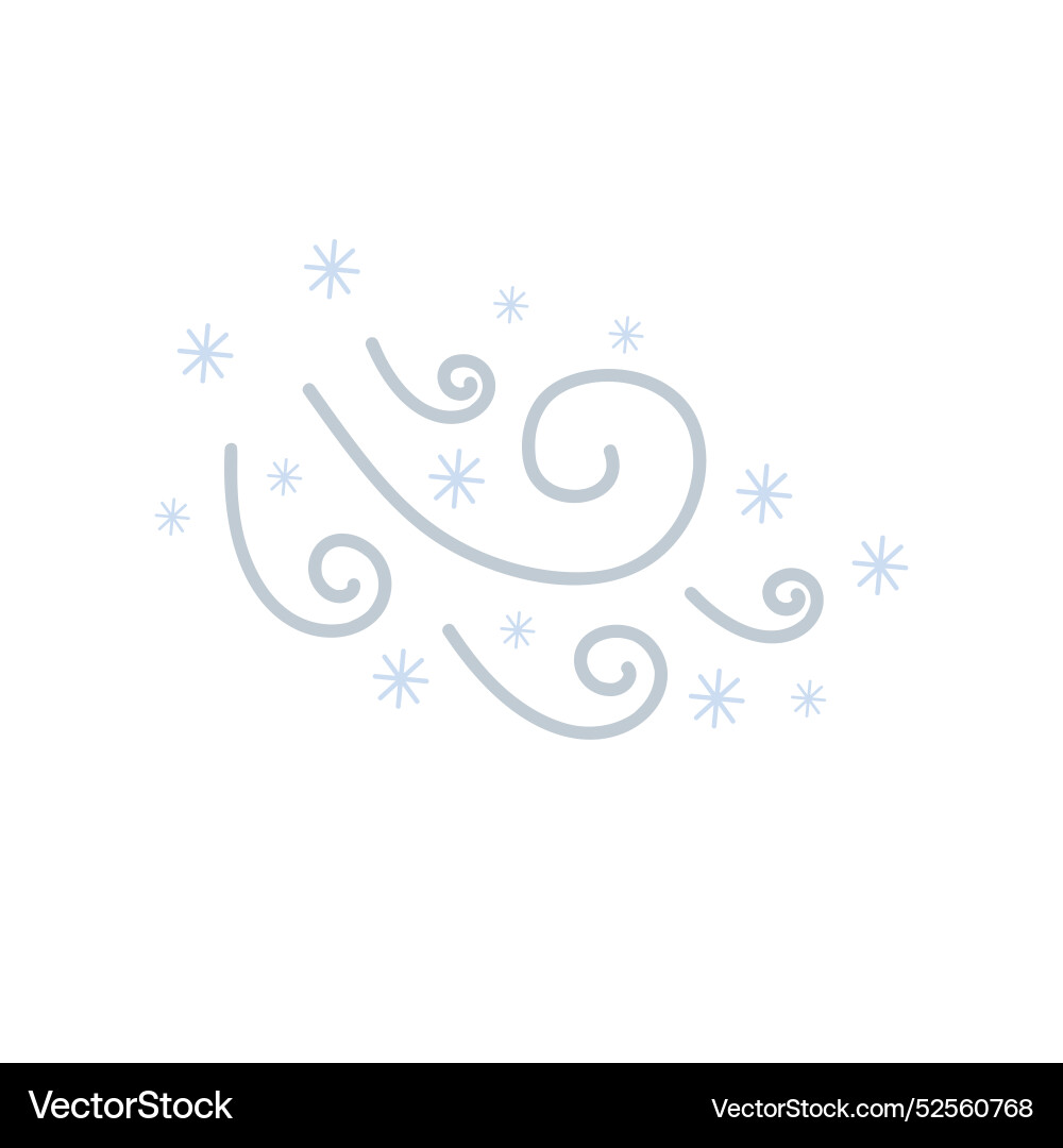 Blizzard wind and snow cute hand drawn doodle Vector Image