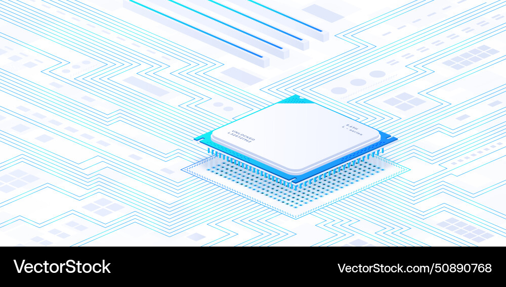 Cpu socket white poster Royalty Free Vector Image