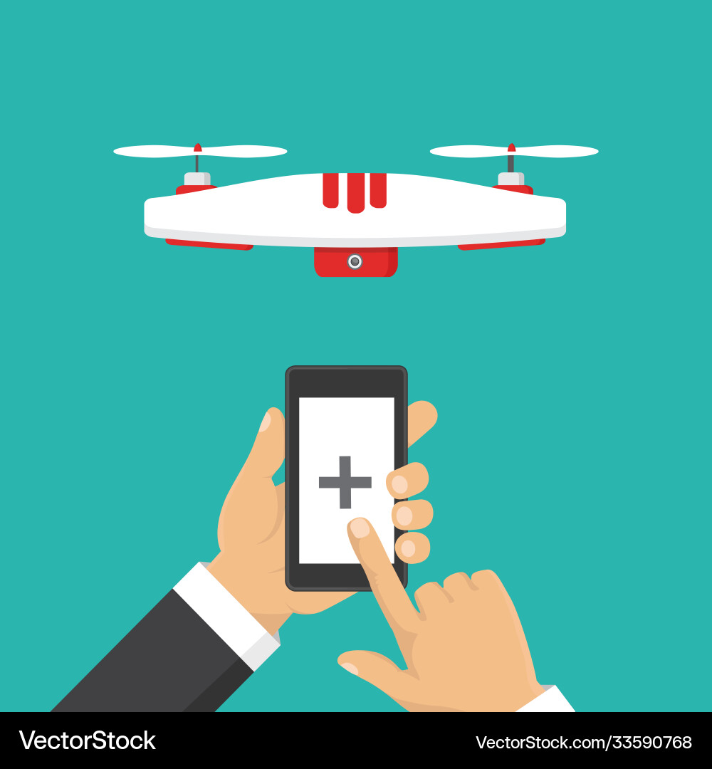 Drone and remote control for quadrocopter Vector Image