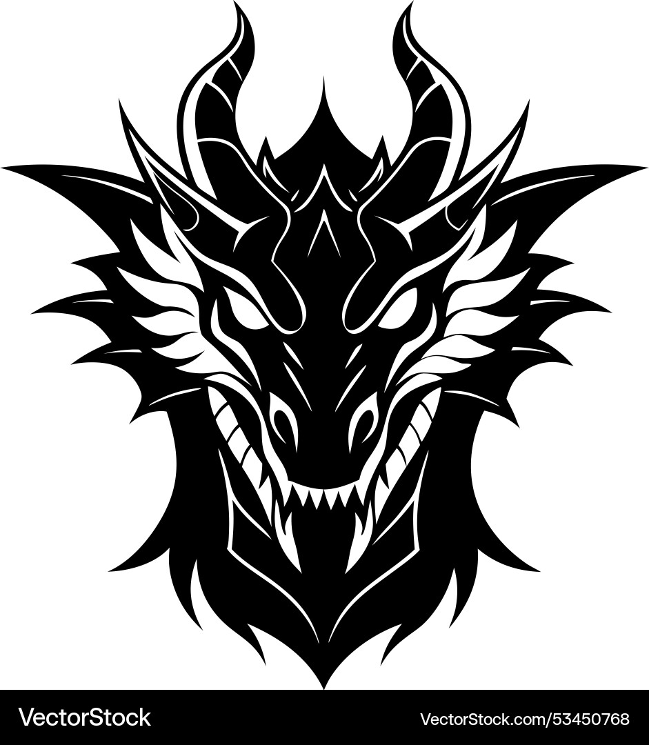 Fierce dragon head with horns tribal style Vector Image