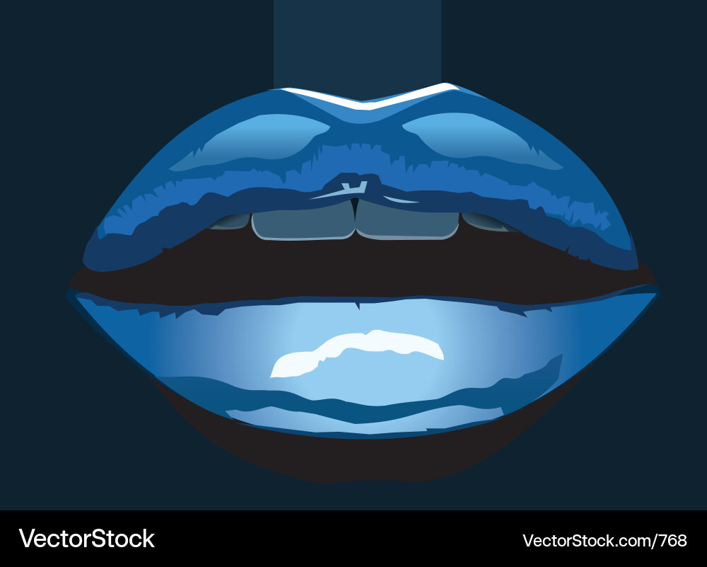 Glossy Blue Lips Royalty Free Vector Image - VectorStock