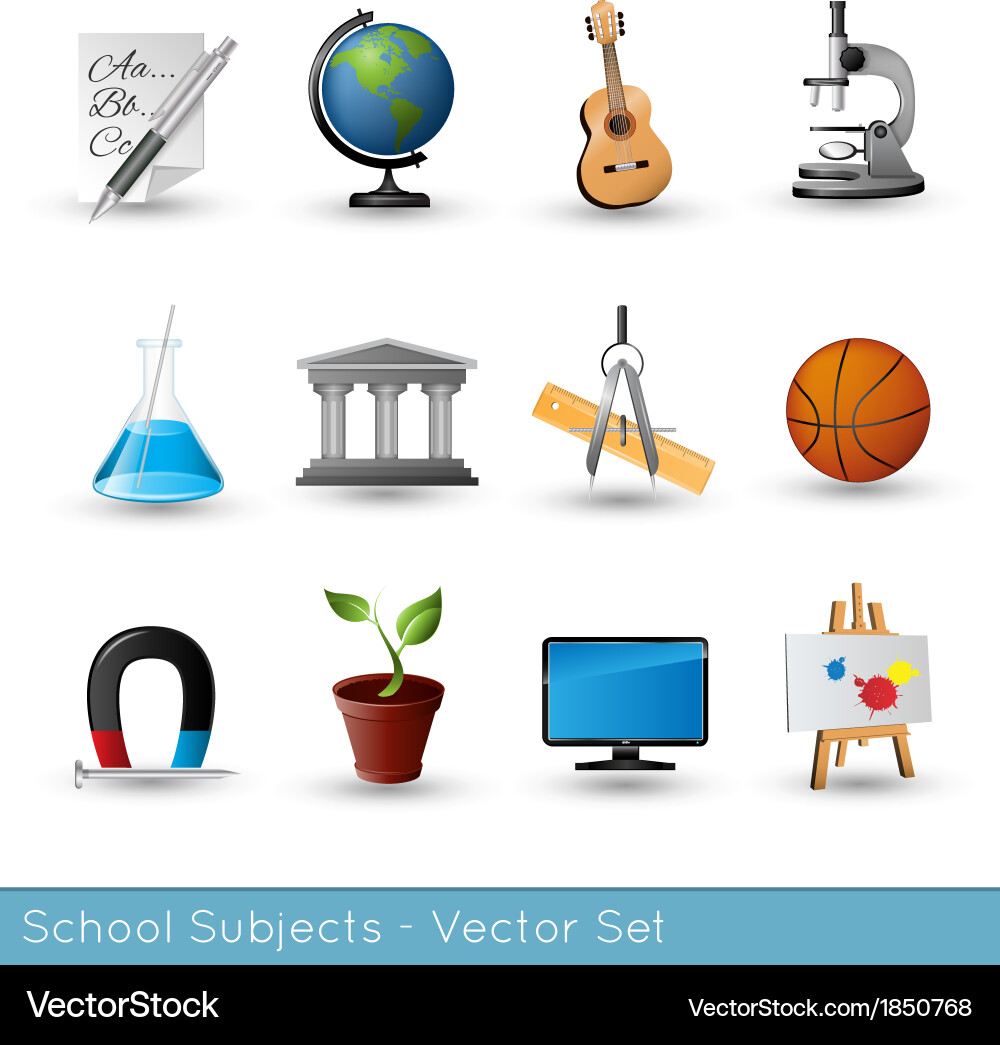 Icon set subjects vs Royalty Free Vector Image