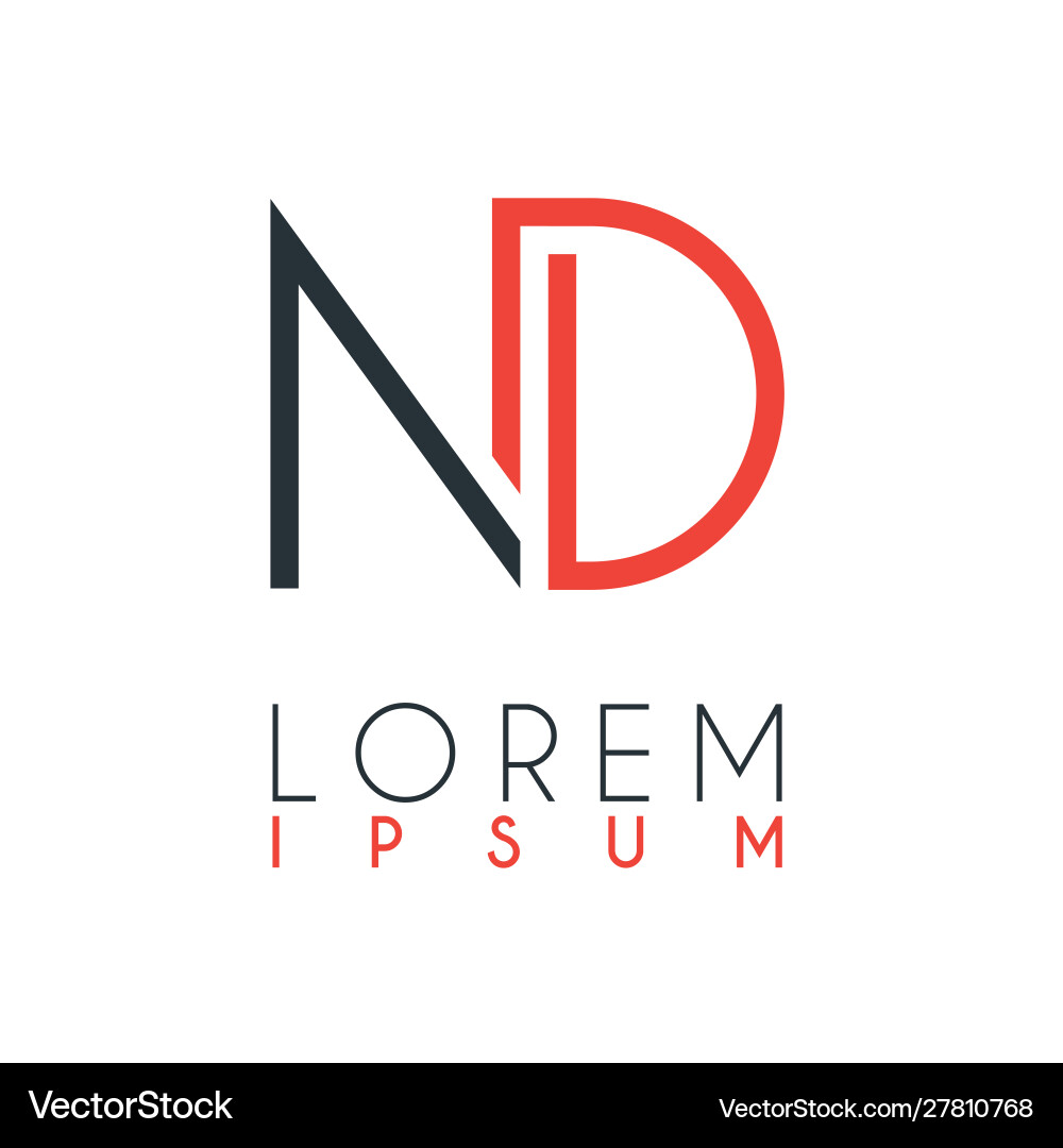 Logo between letter n and d or nd Royalty Free Vector Image