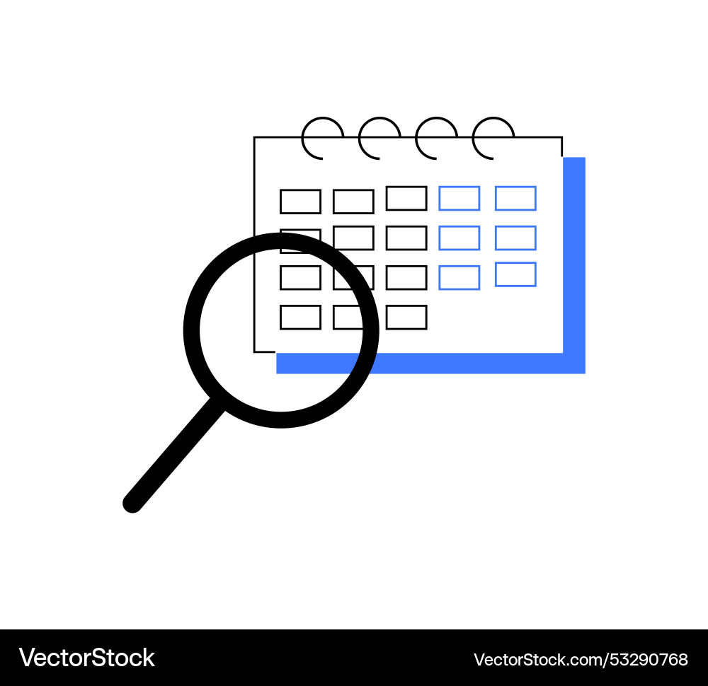 Magnifying glass over calendar time Royalty Free Vector