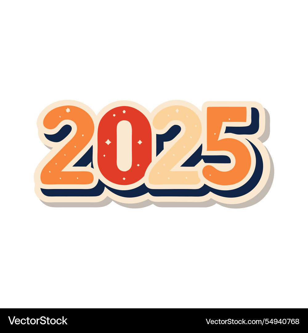 New year 2025 texture sticker isolated flat Vector Image