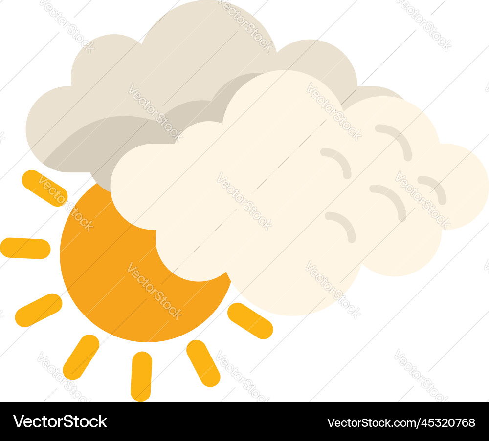 Sunny cloud icon flat rain forecast Royalty Free Vector