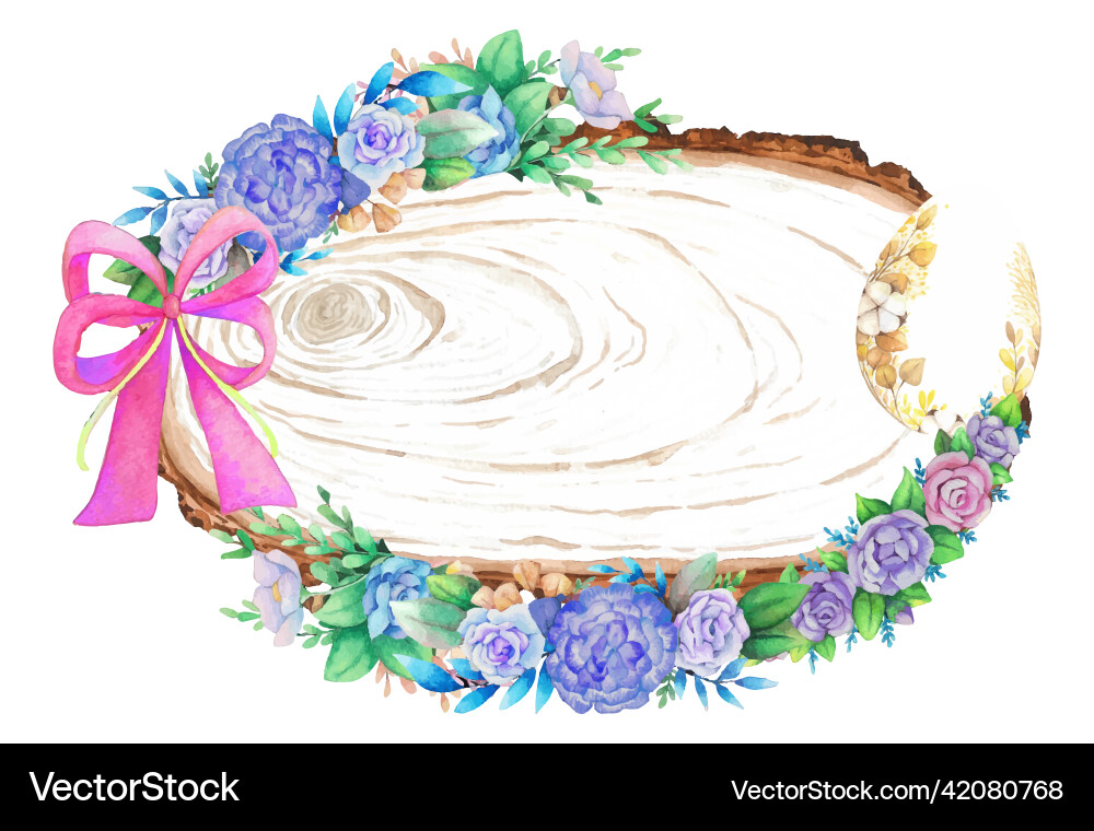 Watercolor wooden frame with spring easter Vector Image