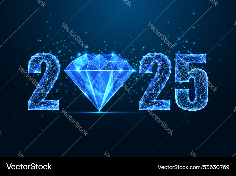 2025 new year concept with glowing digits Vector Image