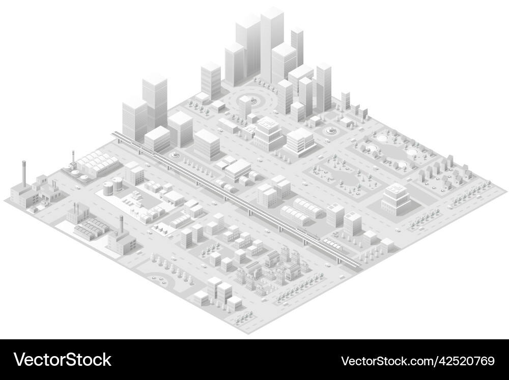 3d map of the white city Royalty Free Vector Image