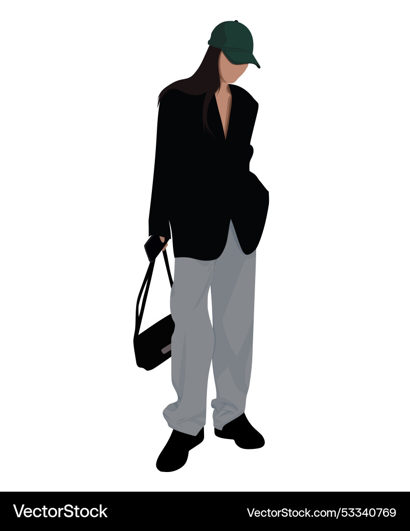 A girl in black jacket Royalty Free Vector Image