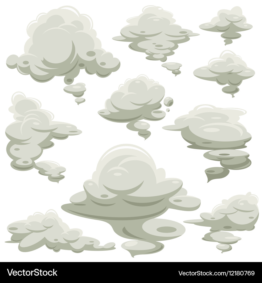 Cartoon smoke or fog set Royalty Free Vector Image