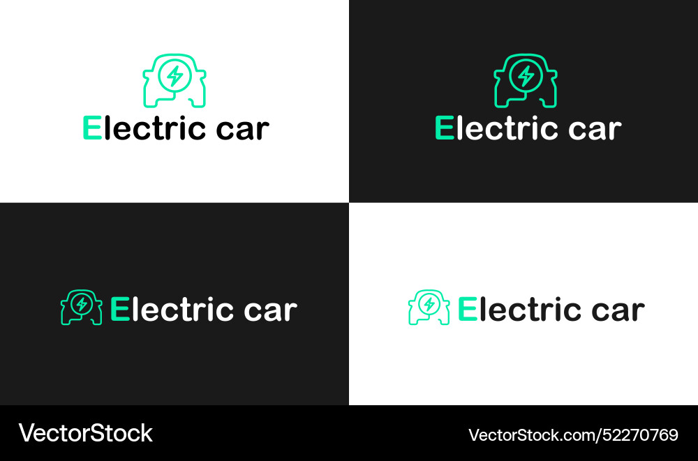 Electric car logo with charging stations Vector Image