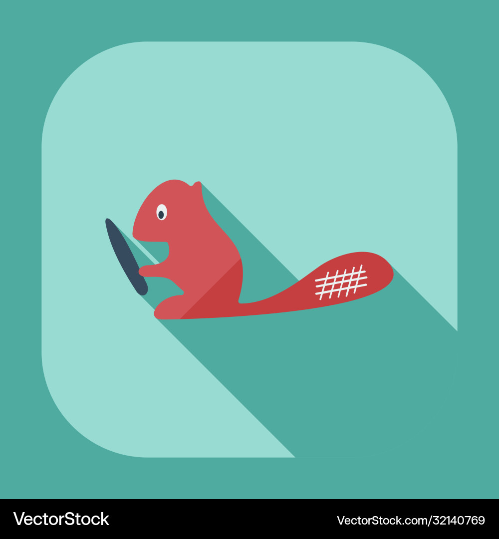 Flat modern design with shadow icons beaver Vector Image