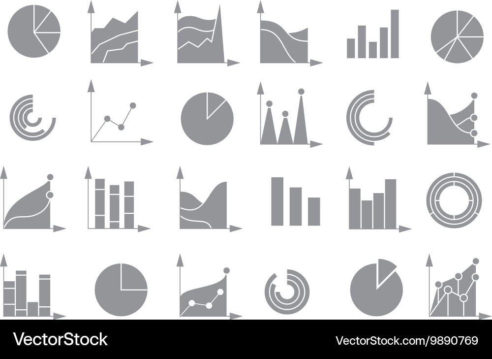 Gray Charts Icon Set Royalty Free Vector Image