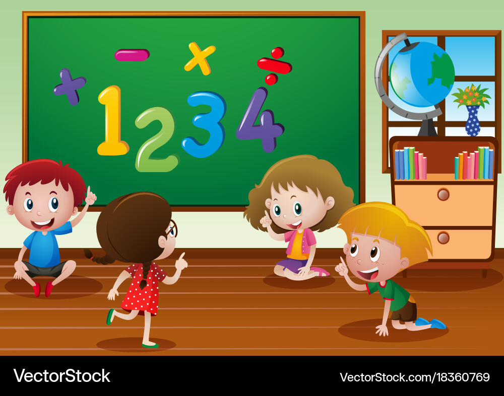 Kids learning in classroom Royalty Free Vector Image