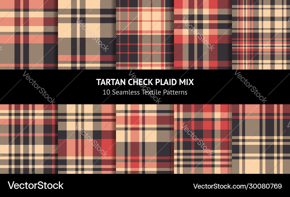 Seamless plaid patterns brown coral beige Vector Image