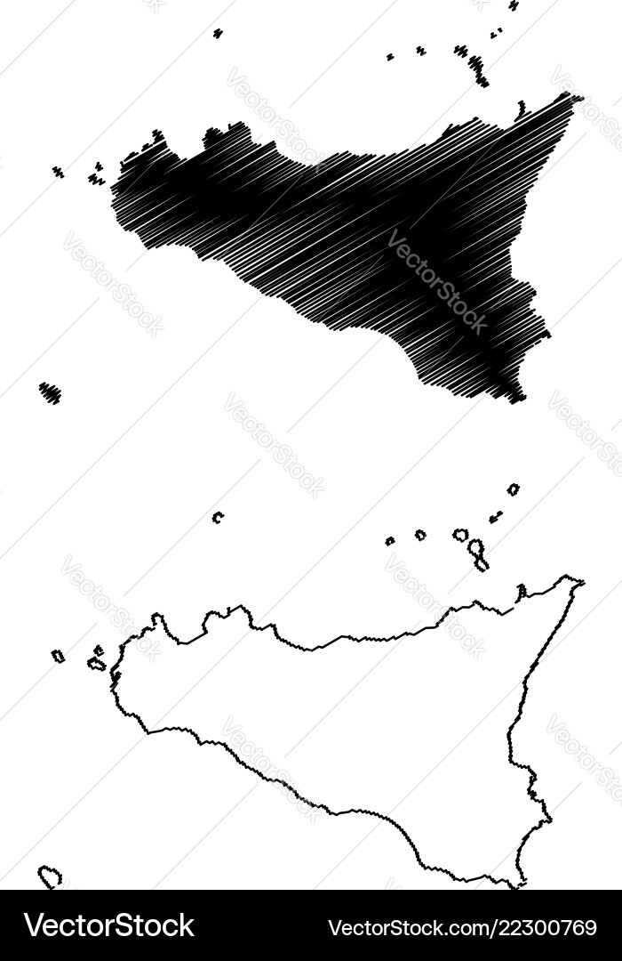 Sicily island map Royalty Free Vector Image - VectorStock