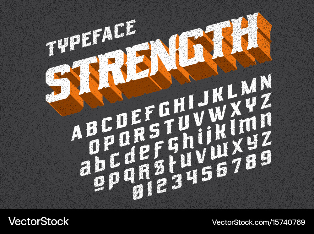 Strength typeface font Royalty Free Vector Image