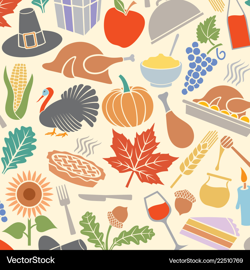 Thanksgiving Day Icons Pattern Royalty Free Vector Image