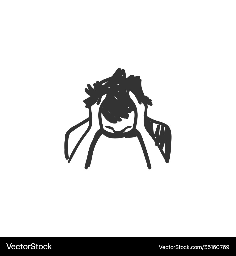 Worry feeling icon outline sketch drawing Vector Image