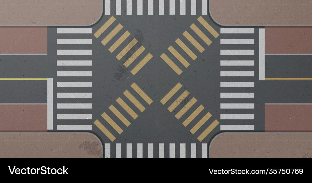 Zebra road intersection city crosswalk top view Vector Image