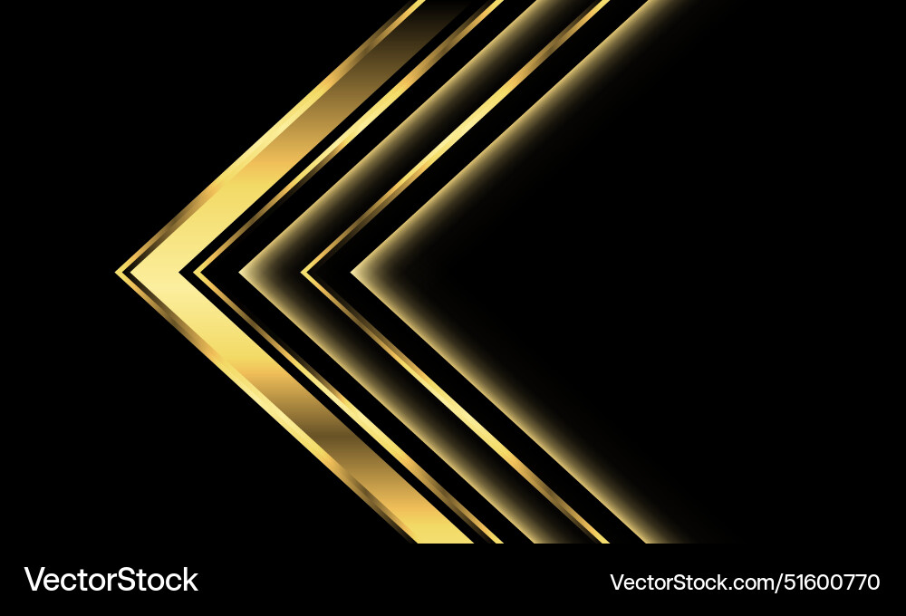Abstract golden arrow direction geometric black Vector Image