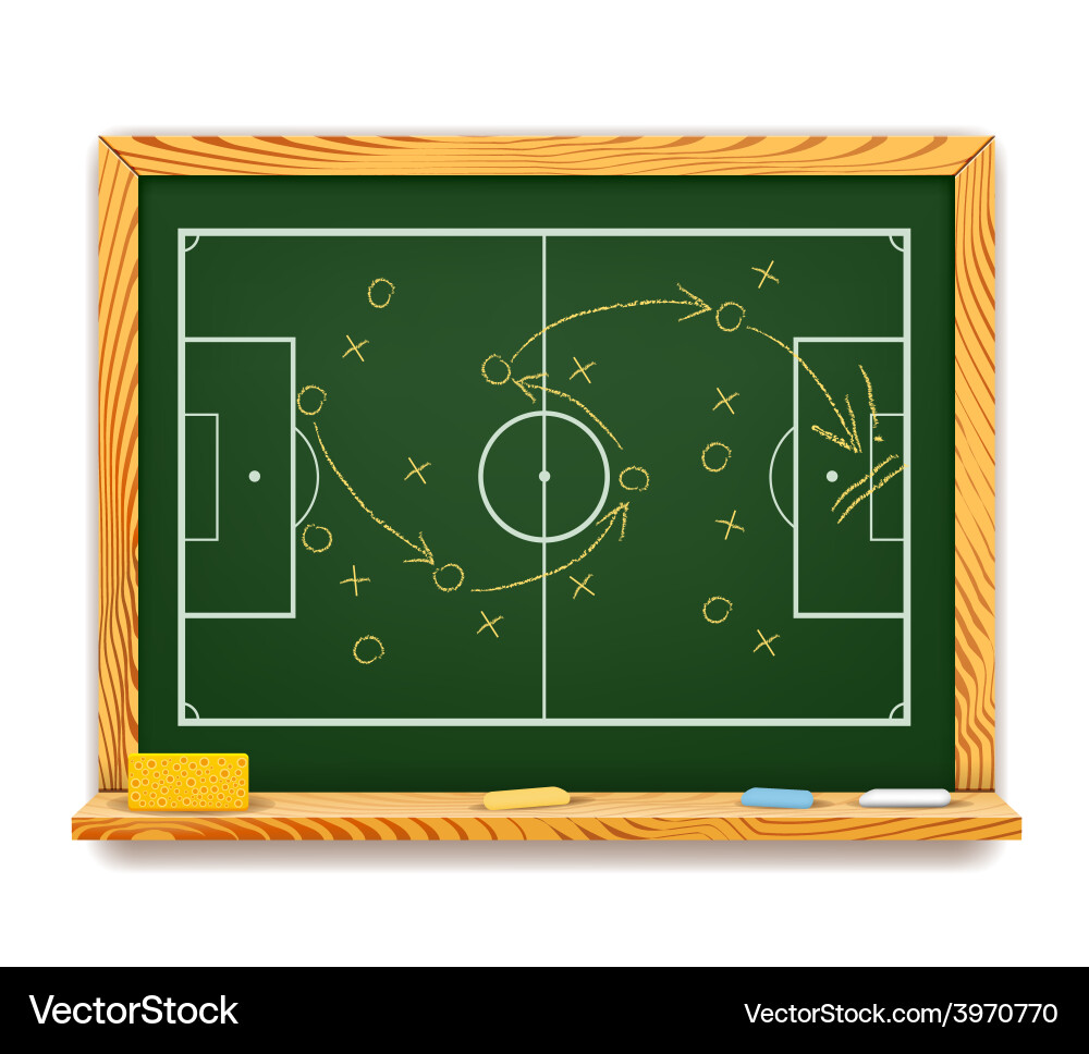 Blackboard showing a schematic plan for football Vector Image