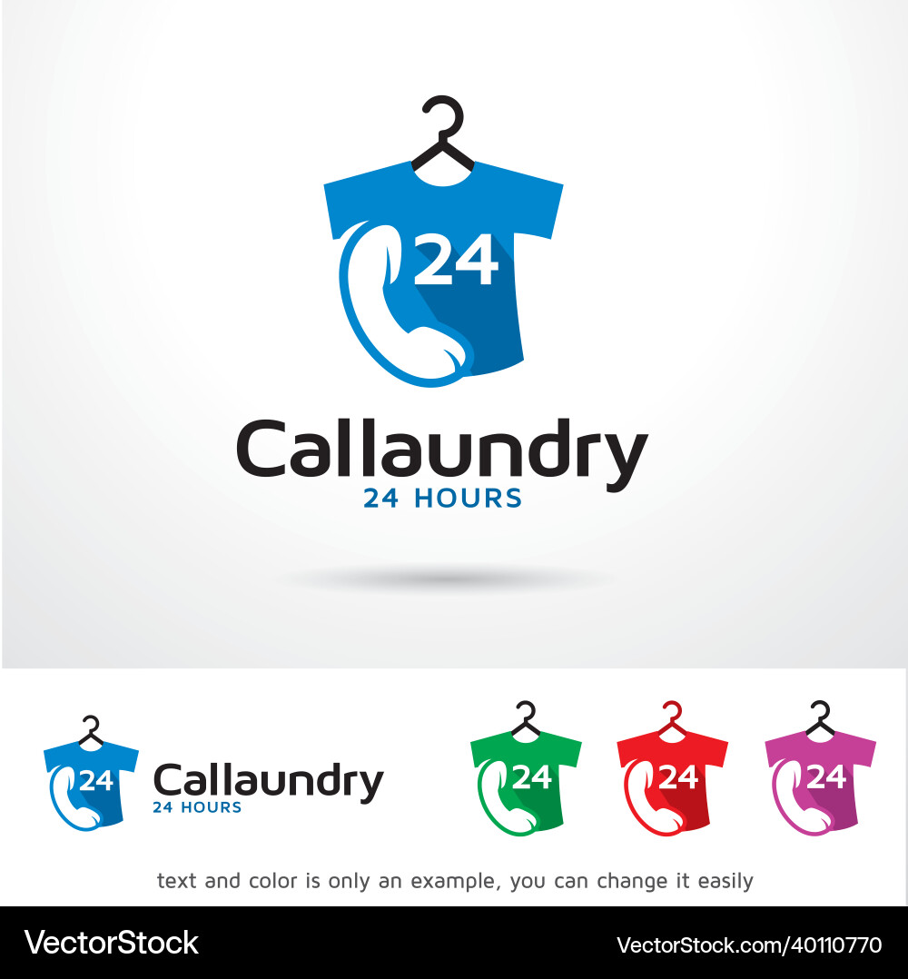 Call laundry logo template Royalty Free Vector Image