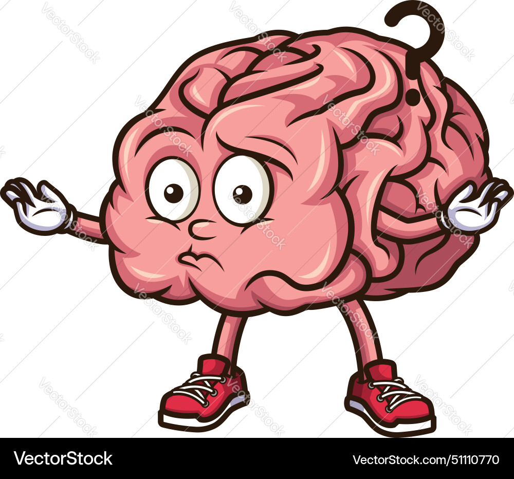 Confused brain character cartoon clip art Vector Image