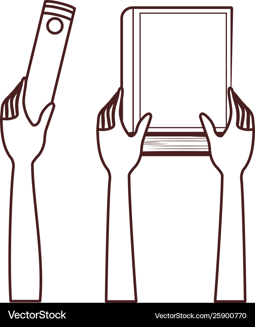 Group books and banner pennant design Royalty Free Vector