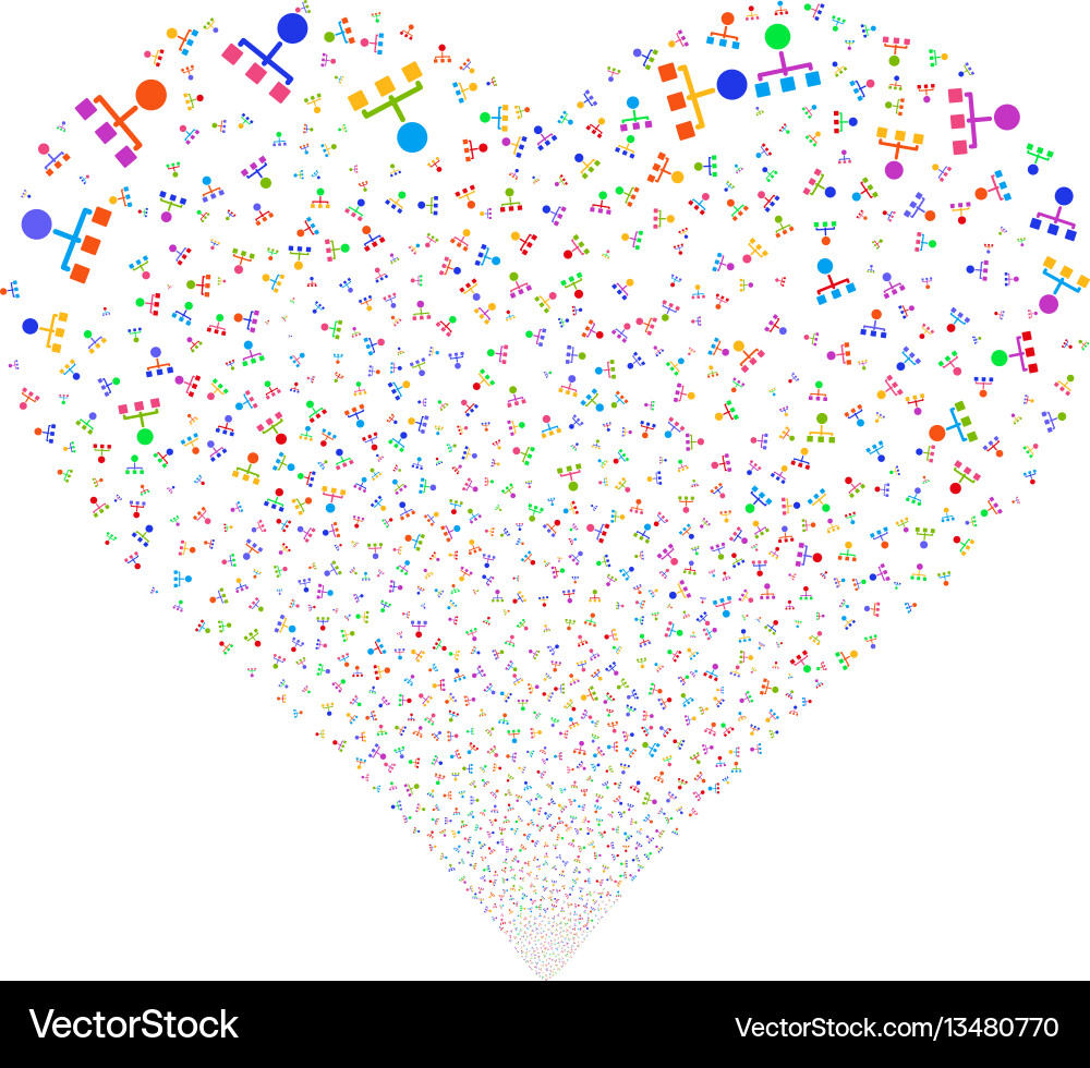 Hierarchy fireworks heart Royalty Free Vector Image