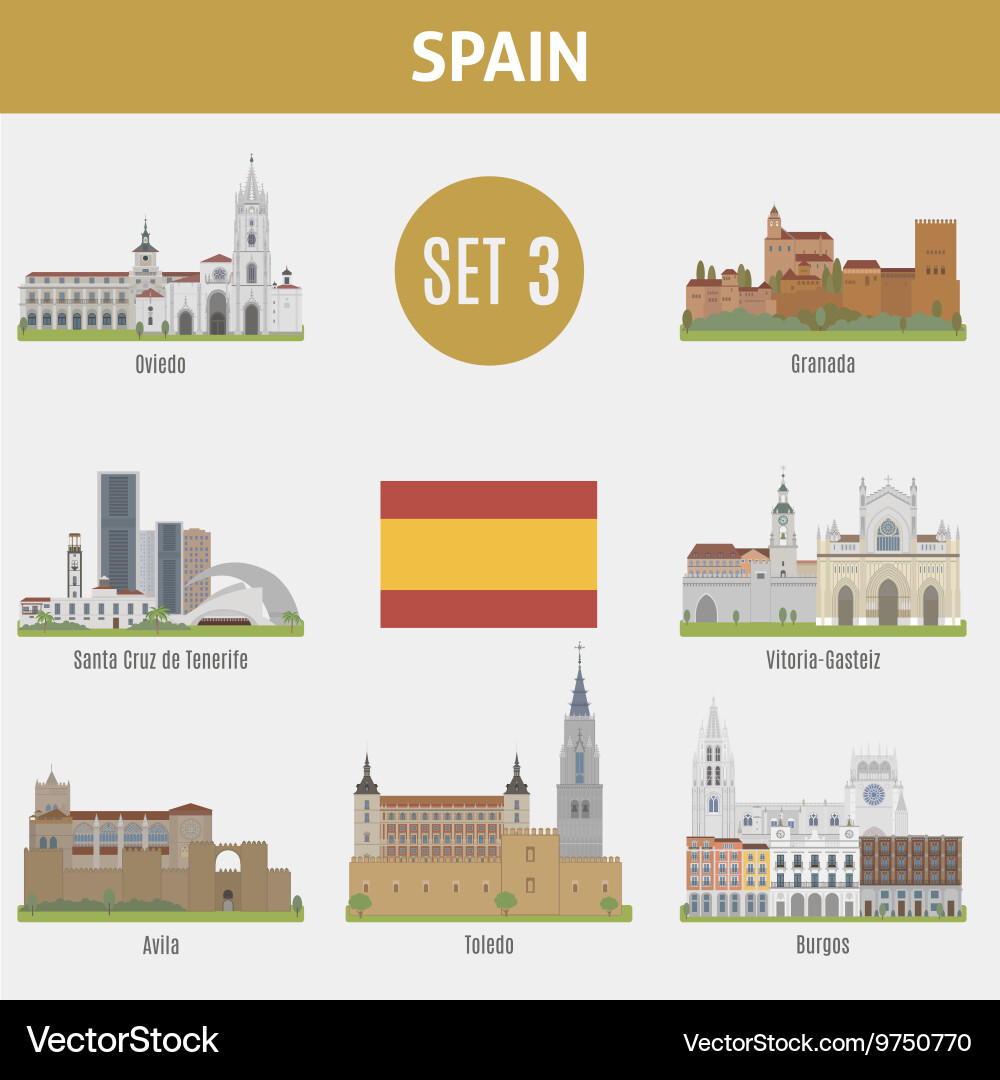 Spain cities Royalty Free Vector Image - VectorStock
