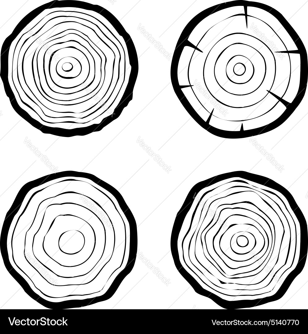 Tree Rings - Circular Wood Cut Icons Royalty Free Vector