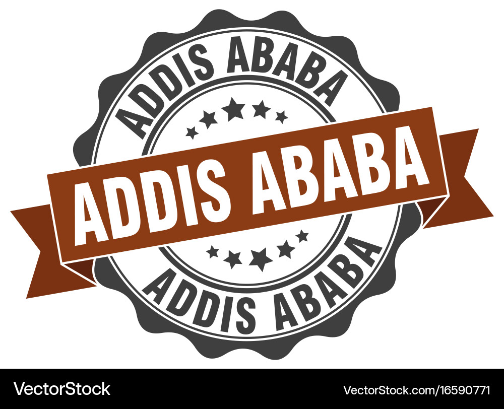 Addis ababa round ribbon seal Royalty Free Vector Image