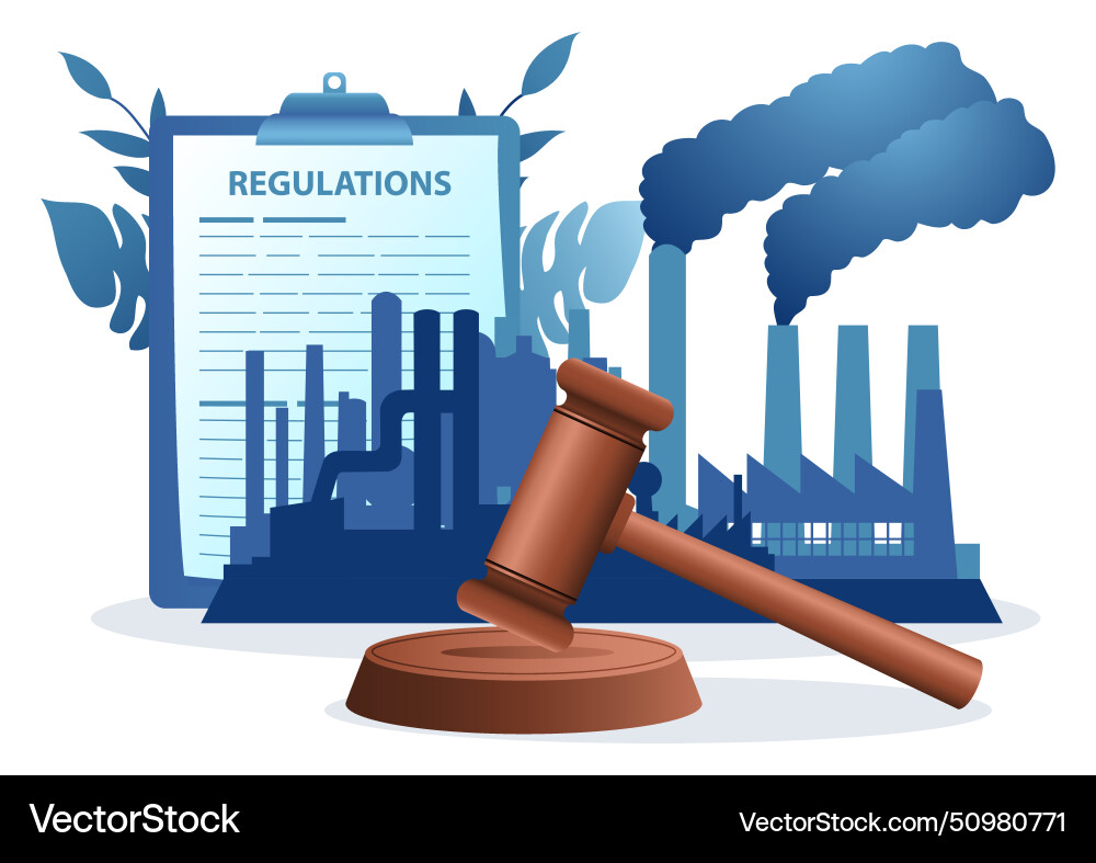 Blue law factory emission regulations Royalty Free Vector