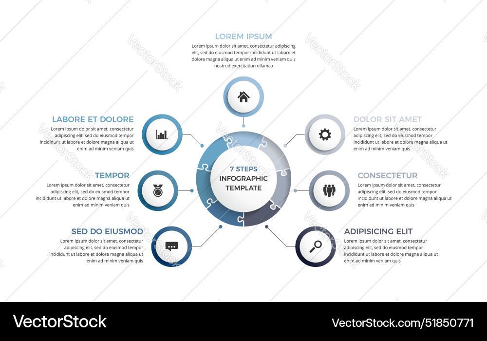 Circle diagram template - seven elements Vector Image