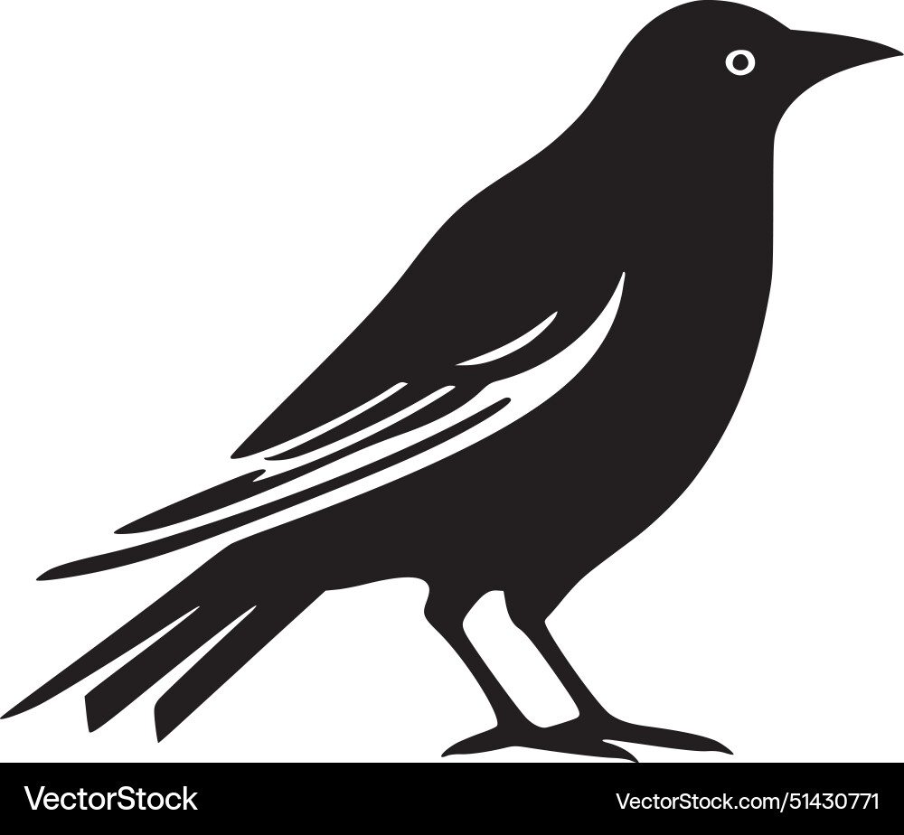 Crow - black and white Royalty Free Vector Image