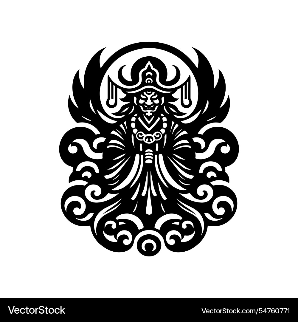 Japanese tengu silhouette - mythical creature Vector Image