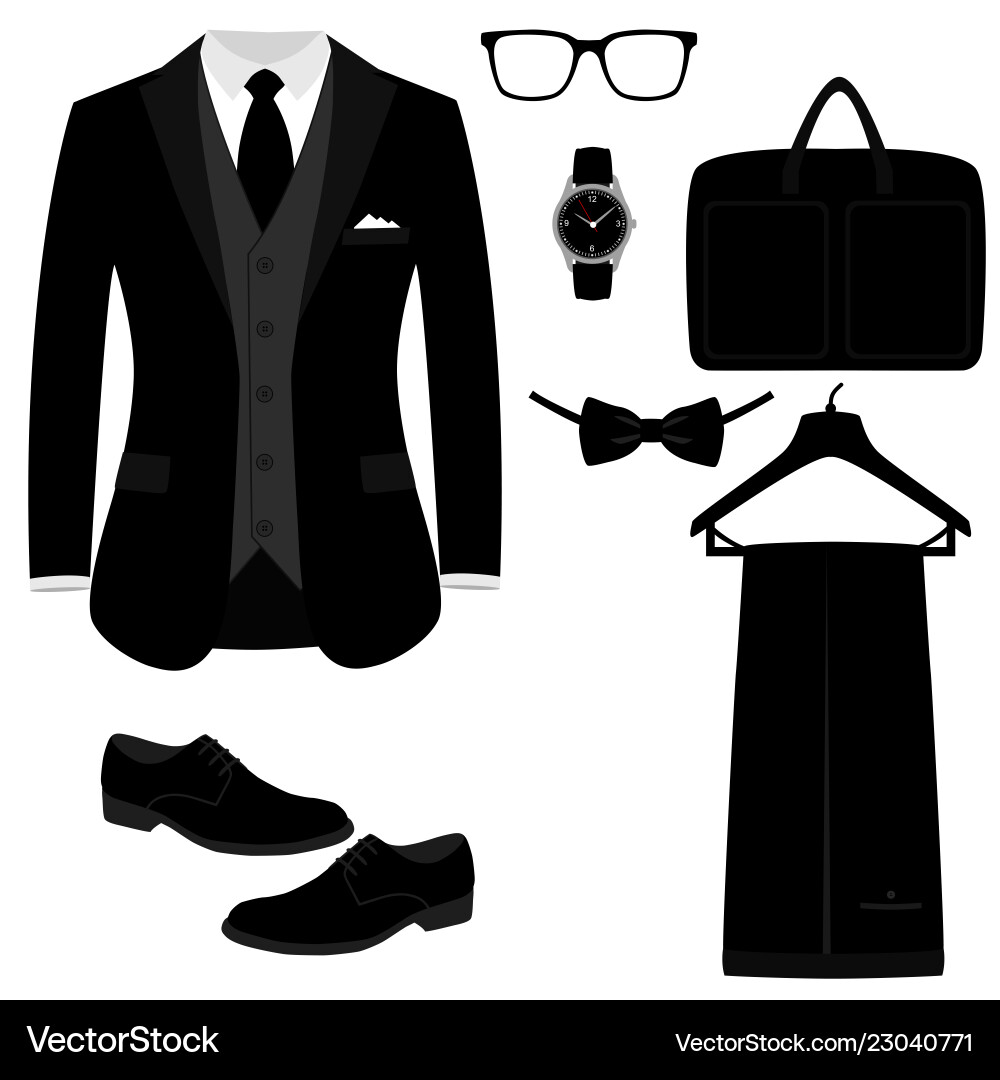 Men s accessories flat design Royalty Free Vector Image