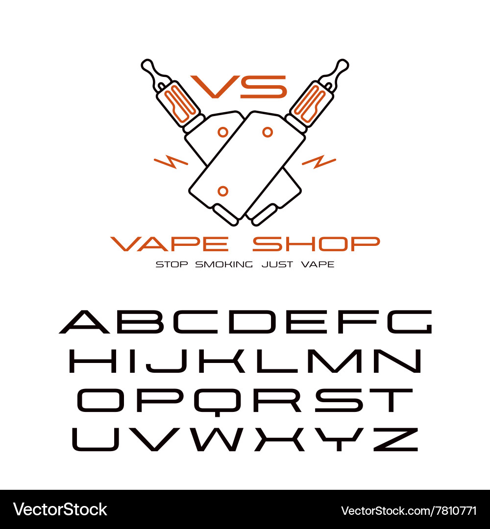 Modern Vape Shop Emblem - Thin Line Font Vector Image