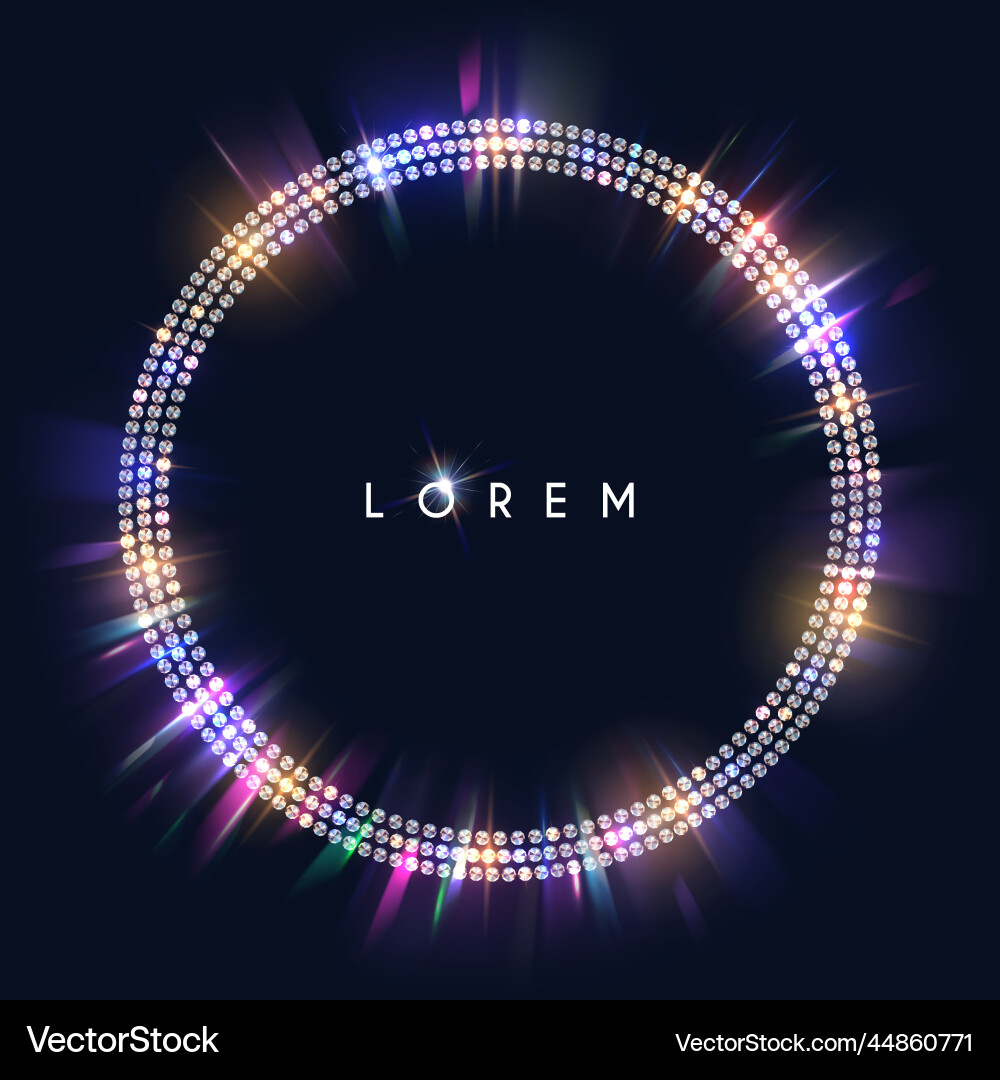 Round jewellery frame with glow effect Royalty Free Vector