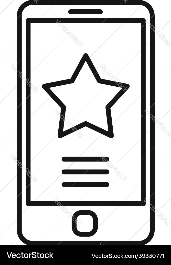 Smartphone star icon outline product Royalty Free Vector